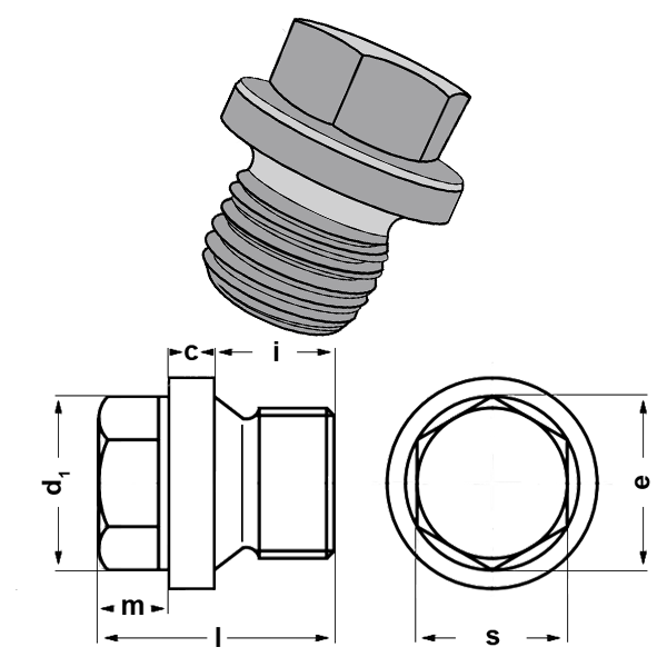 910 Steel Plain Metric Parallel Thread Hex Pipe Plug